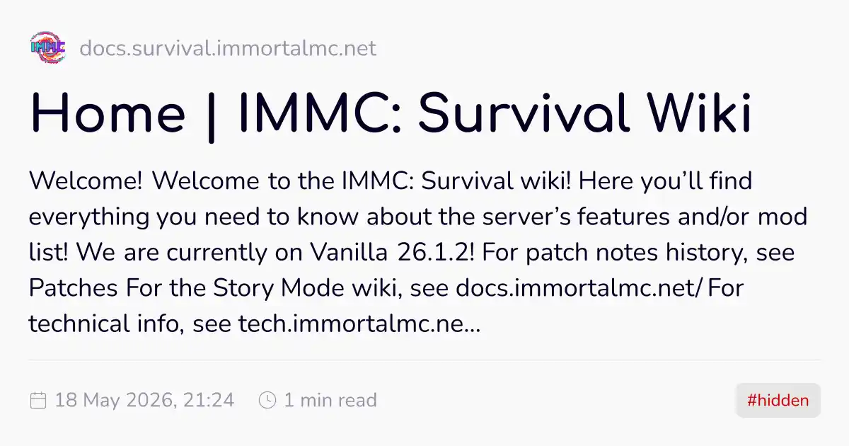 Home | IMMC: Survival Wiki